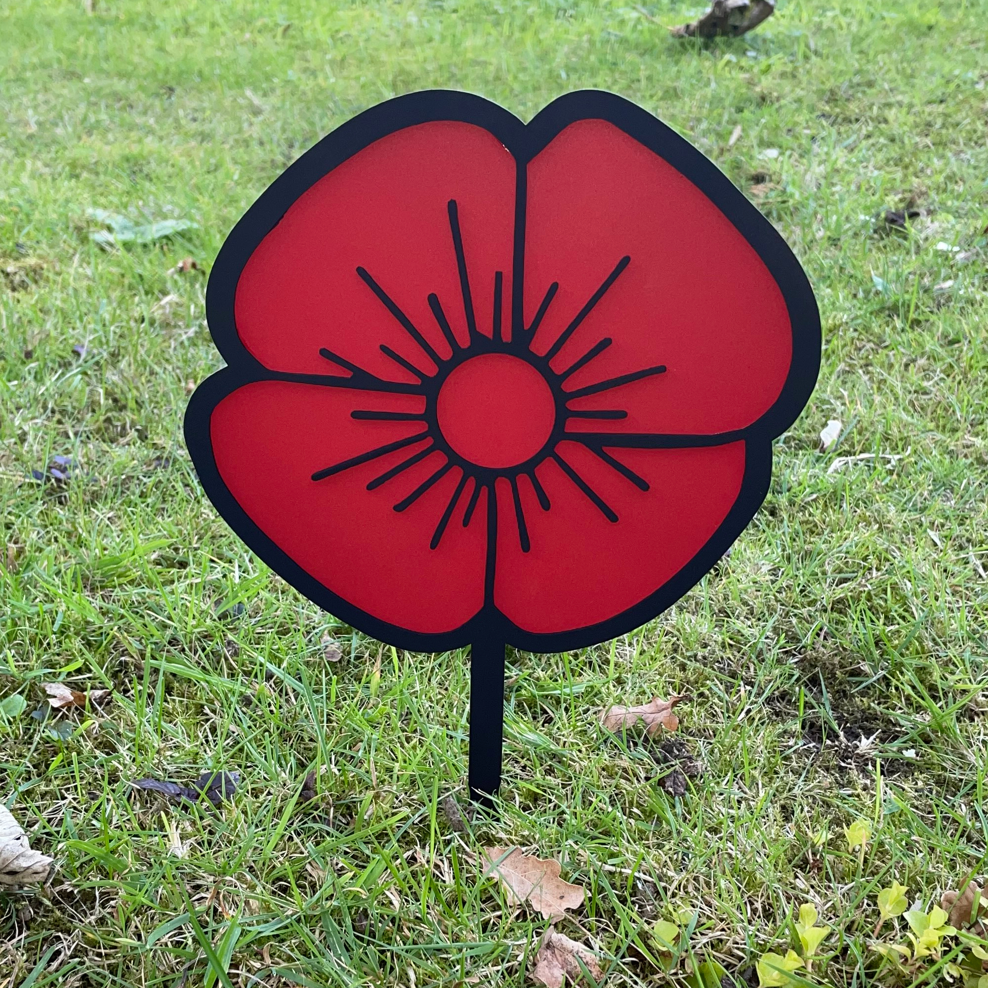 Metal Poppy Sculpture with Spike Ideal for Remembrance Day Memorial ...